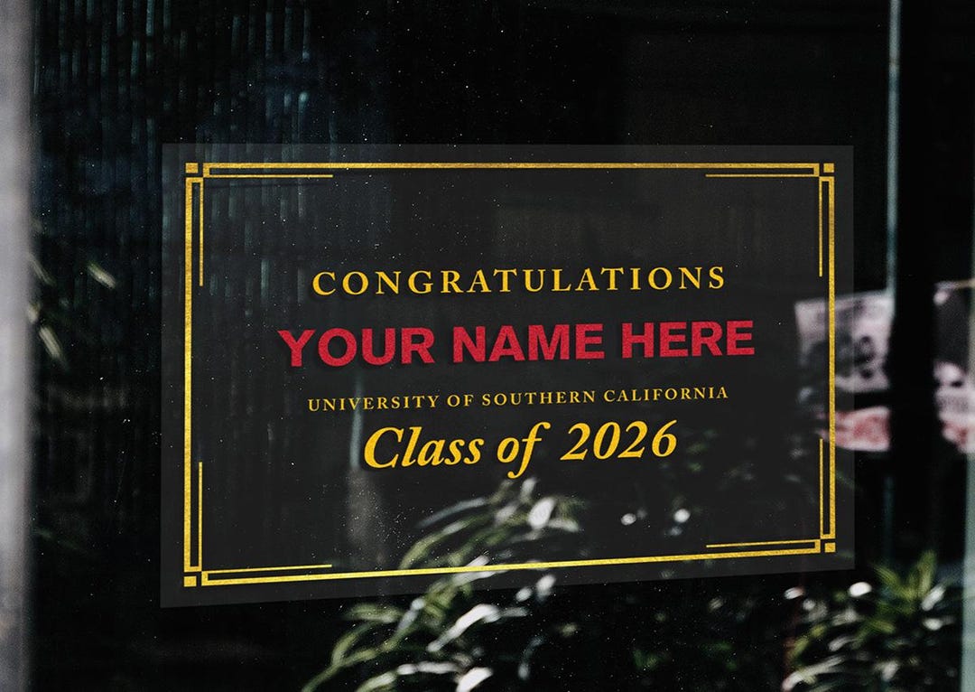 2026 Custom Formal Clear Window Graphic - Official USC Class of 2026 ...