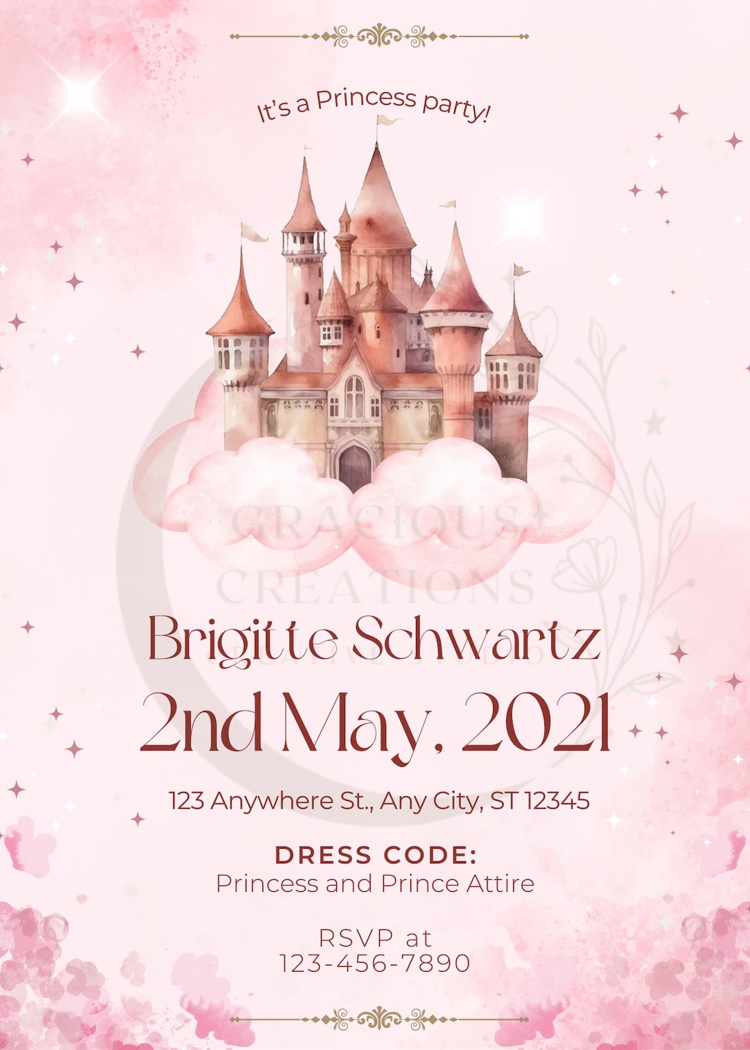 Castle Princess Birthday Party Invitation | Printable Kids Party Invite ...