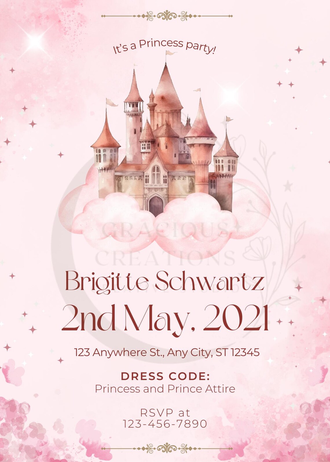 Castle Princess Birthday Party Invitation | Printable Kids Party Invite ...