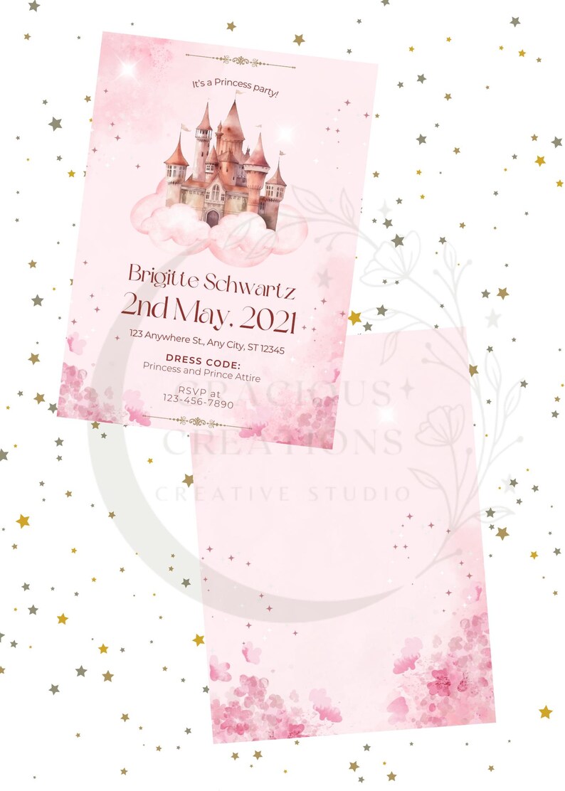Castle Princess Birthday Party Invitation | Printable Kids Party Invite ...