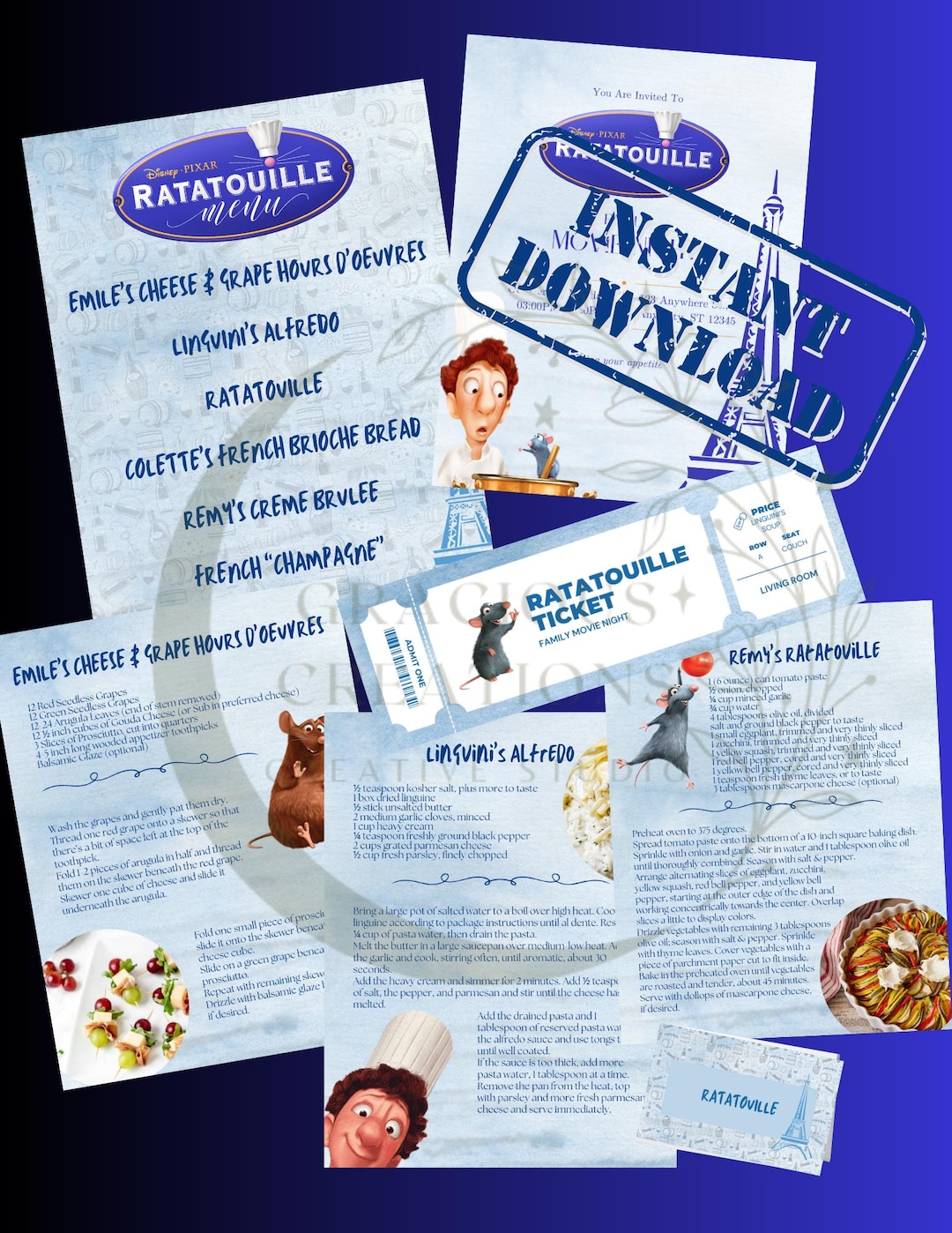 Ratatouille Movie Night Printable Pack | Digital Download Party ...