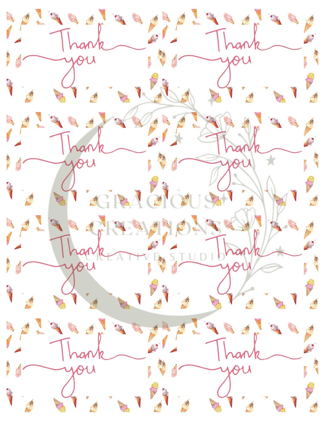 Ice Cream Thank You Cards - Etsy