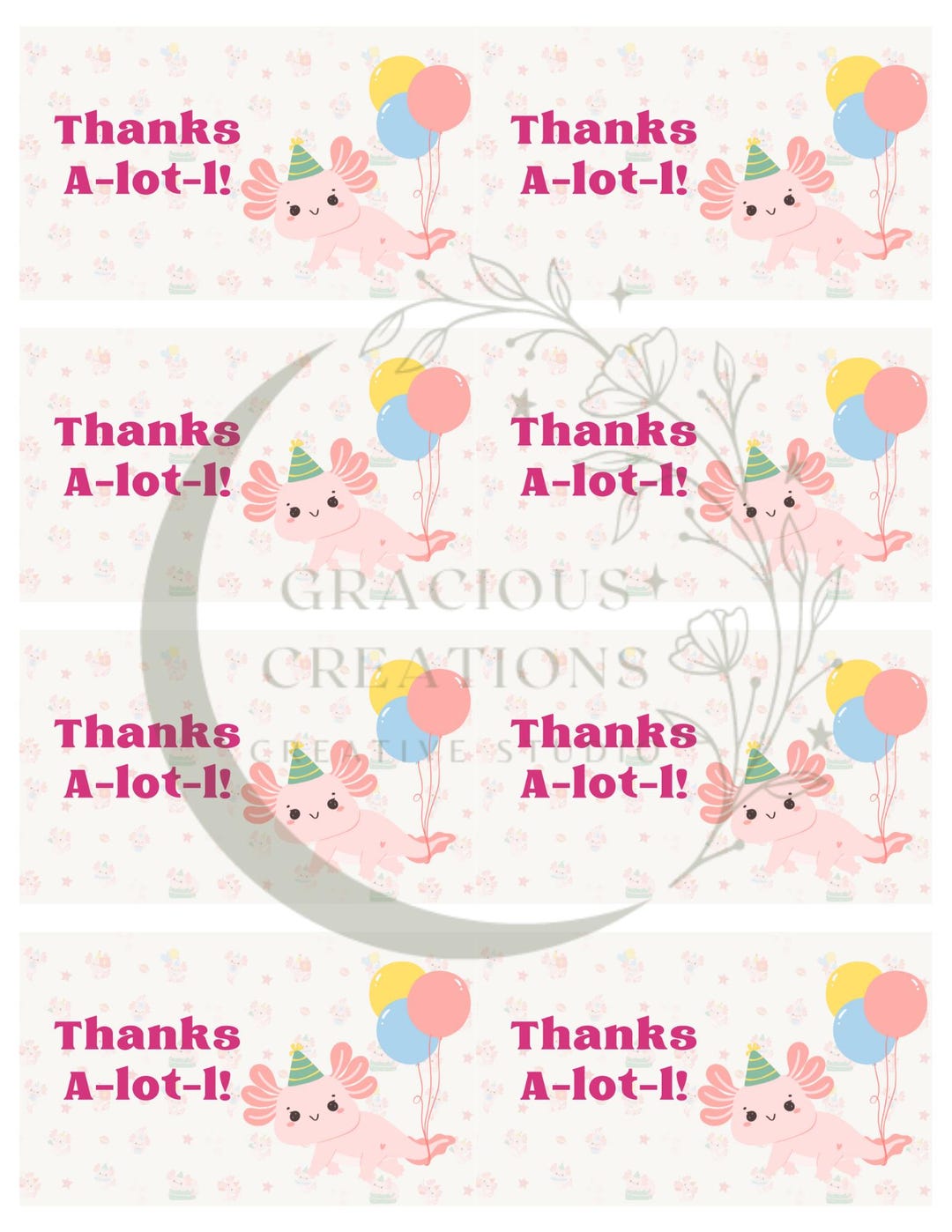 Axolotl Thank You Cards | Digital Download - Etsy