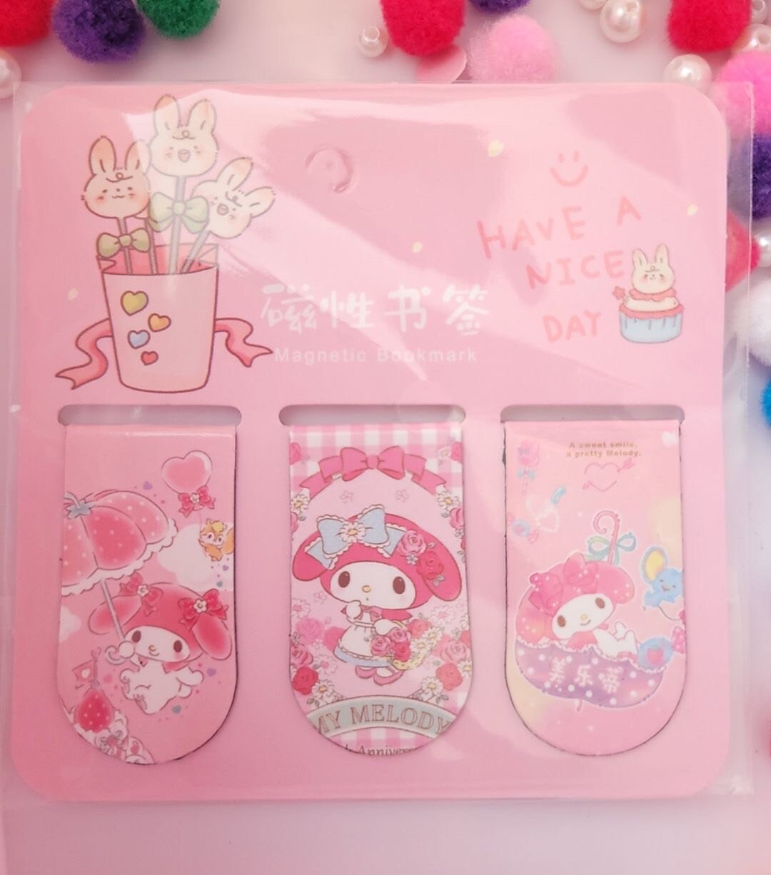 My Melody Magnetic Bookmarks, Bookmarks, Stationery, Books, Magnet ...
