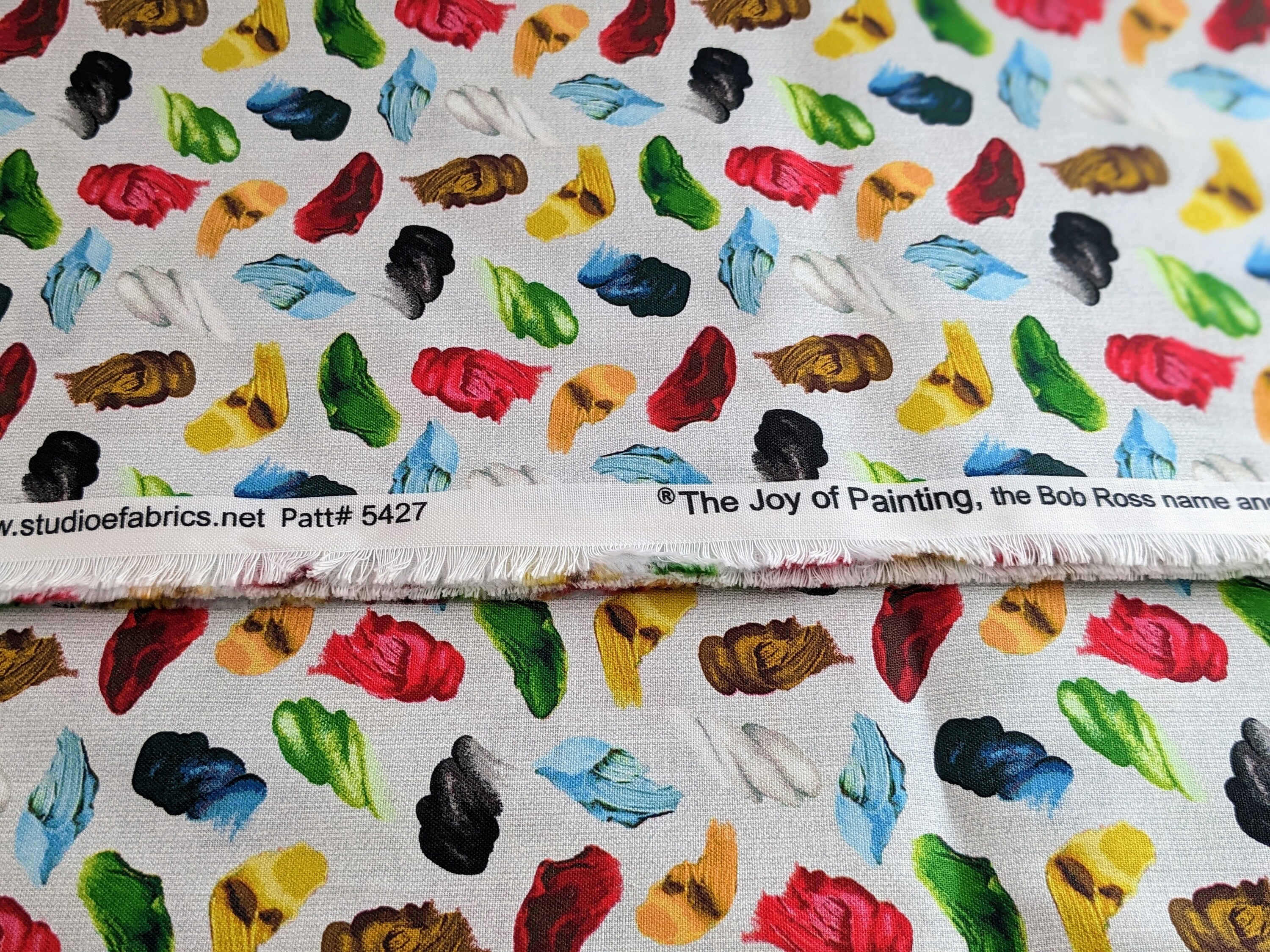 By the Yard - the Joy of Painting, Bob Ross Fabric Patt 5427 - Paint ...