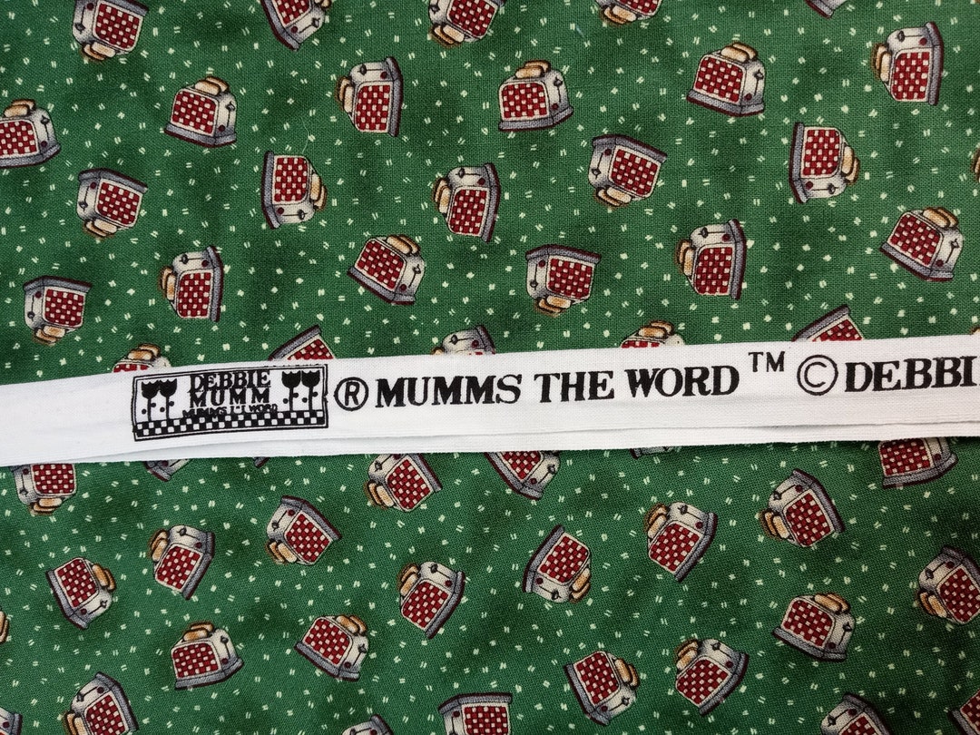 By the Yard Debbie Mumm for SSI, Checkered Toasters on Green Background ...