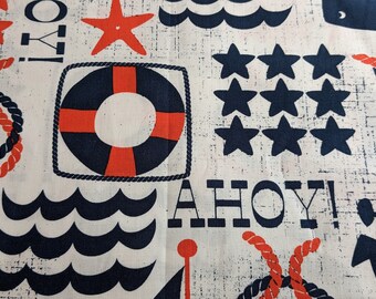 Ahoy Matey Nautical Motifs in White Distressed by Michael Miller 43 ...