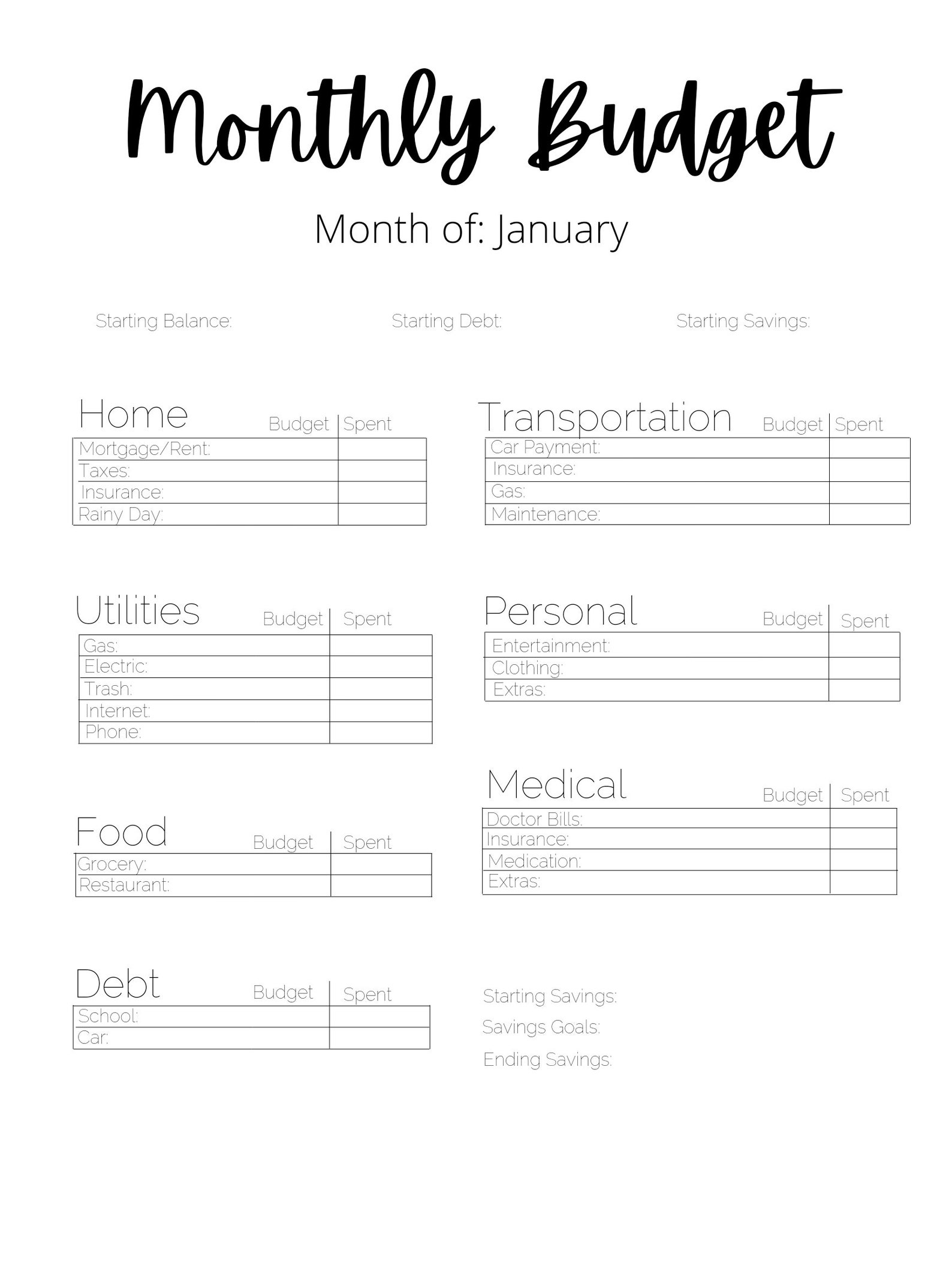 Monthly Budget Canva Template Download Etsy