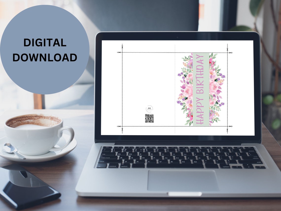 Happy Birthday Card, Instant Download, Digital Greeting Card, Printable ...