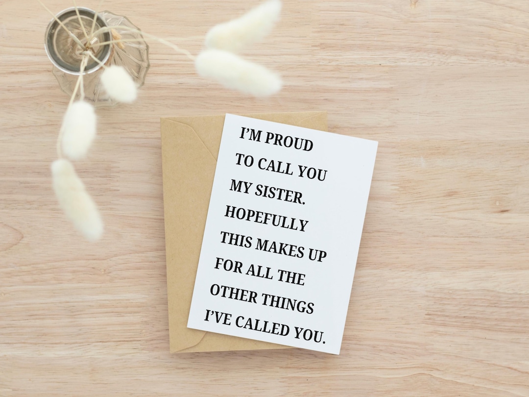 Printable Sister Birthday Card, Birthday Card for Sister, Funny Sister ...