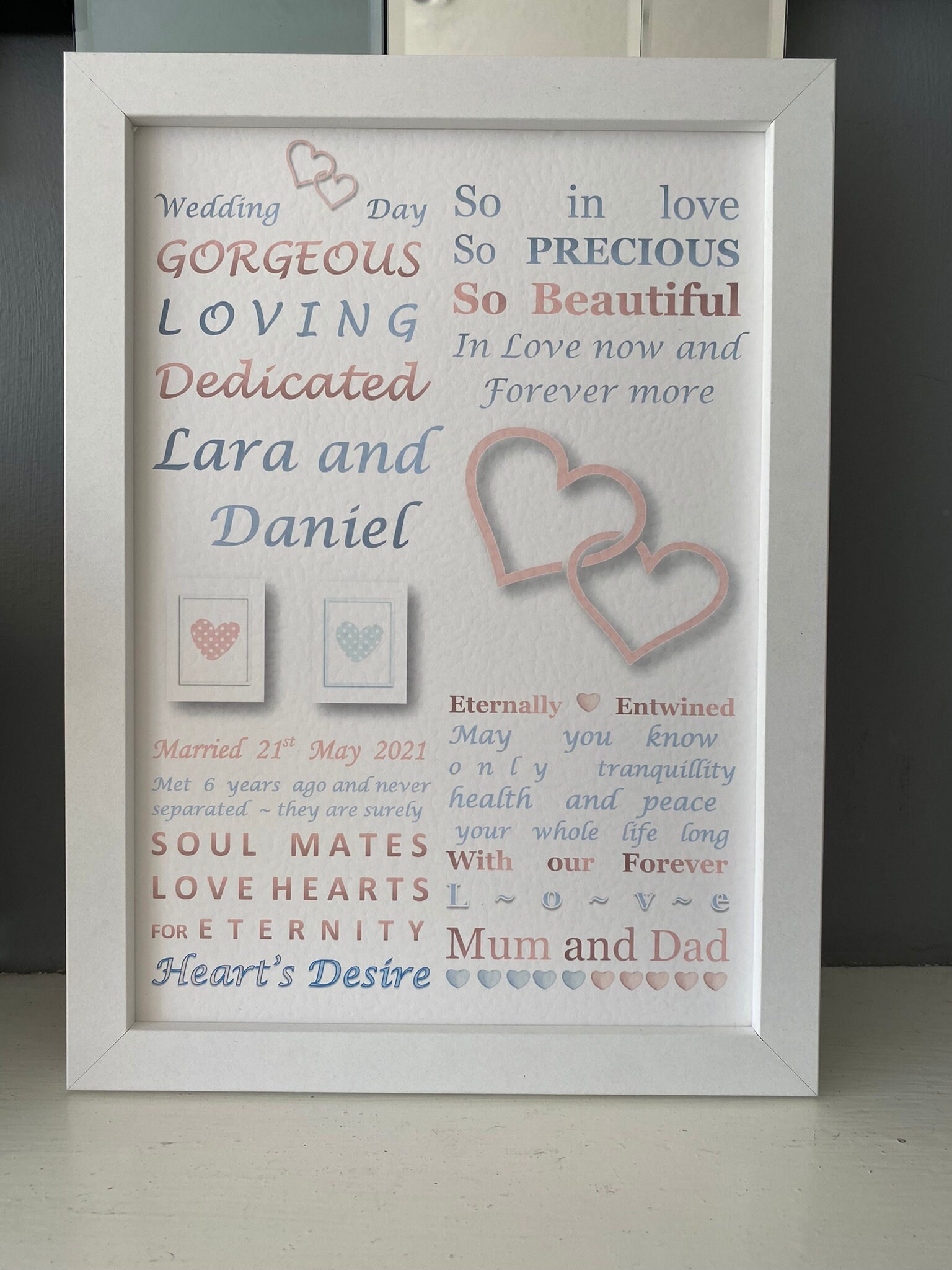 FRAMED Custom Wedding Word Art Print/personalised Wedding Gift/named ...