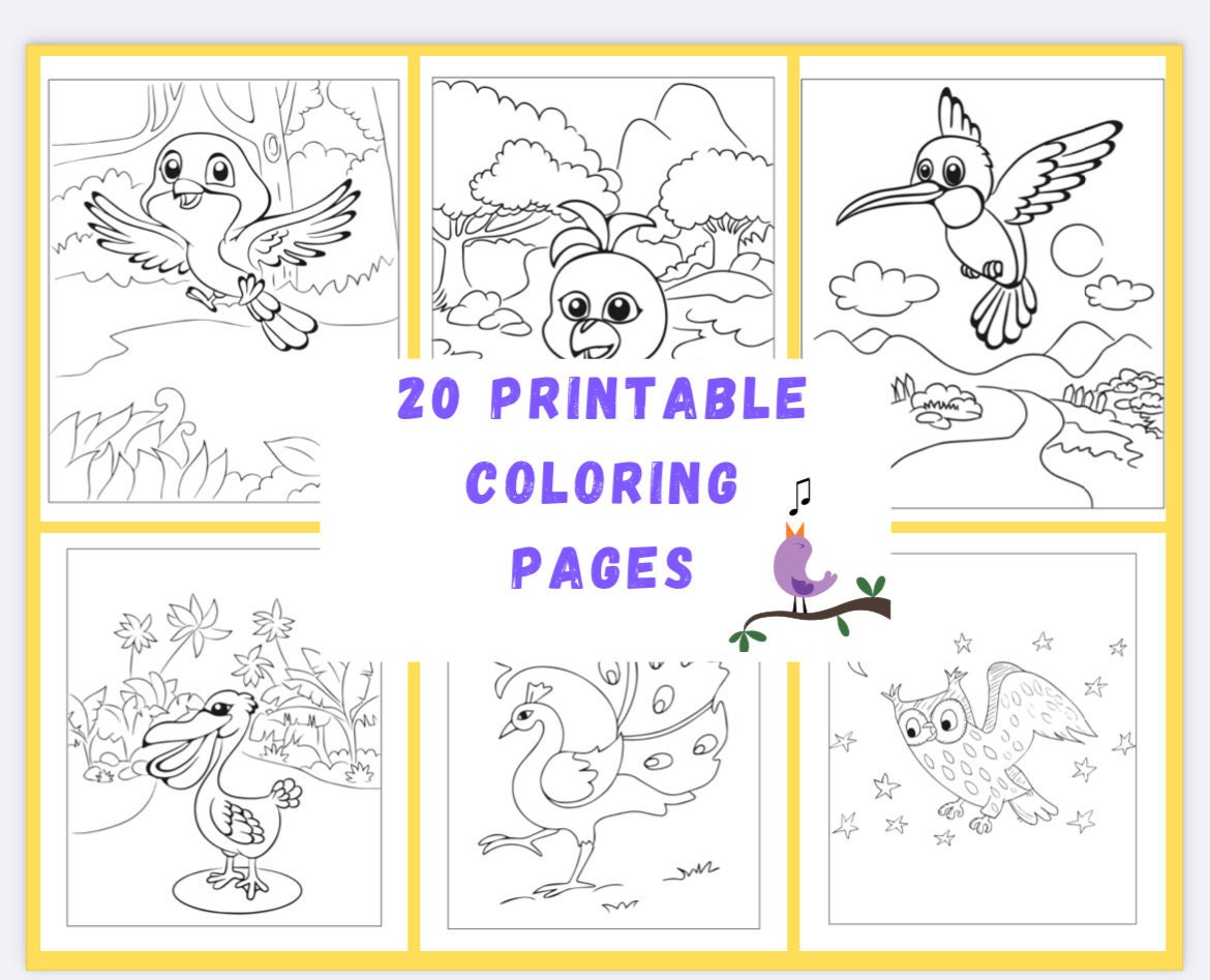 Kids Bird Coloring Pages, 20 Printable Pages for Kids, Fun Activities ...