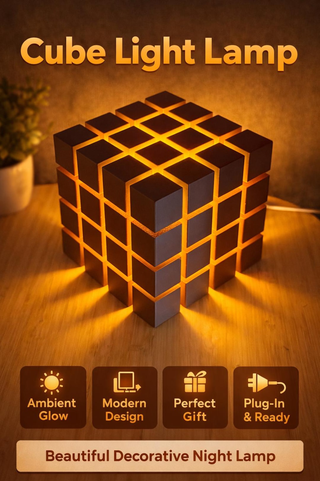 Rubicks Cube Lamp – Modern USB Ambient Mood Lighting 3d Printed - Etsy