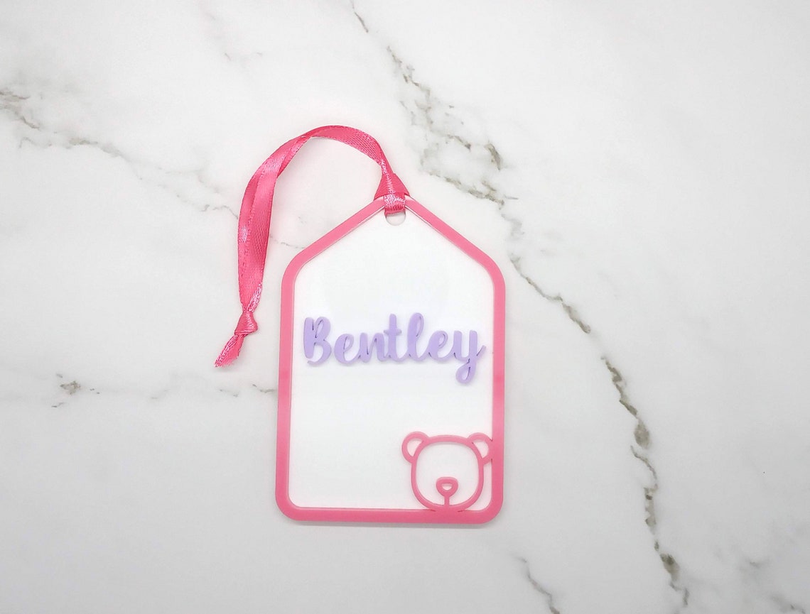 Personalized Name Tag with Bear Cute Teddy Customized Gift | Etsy