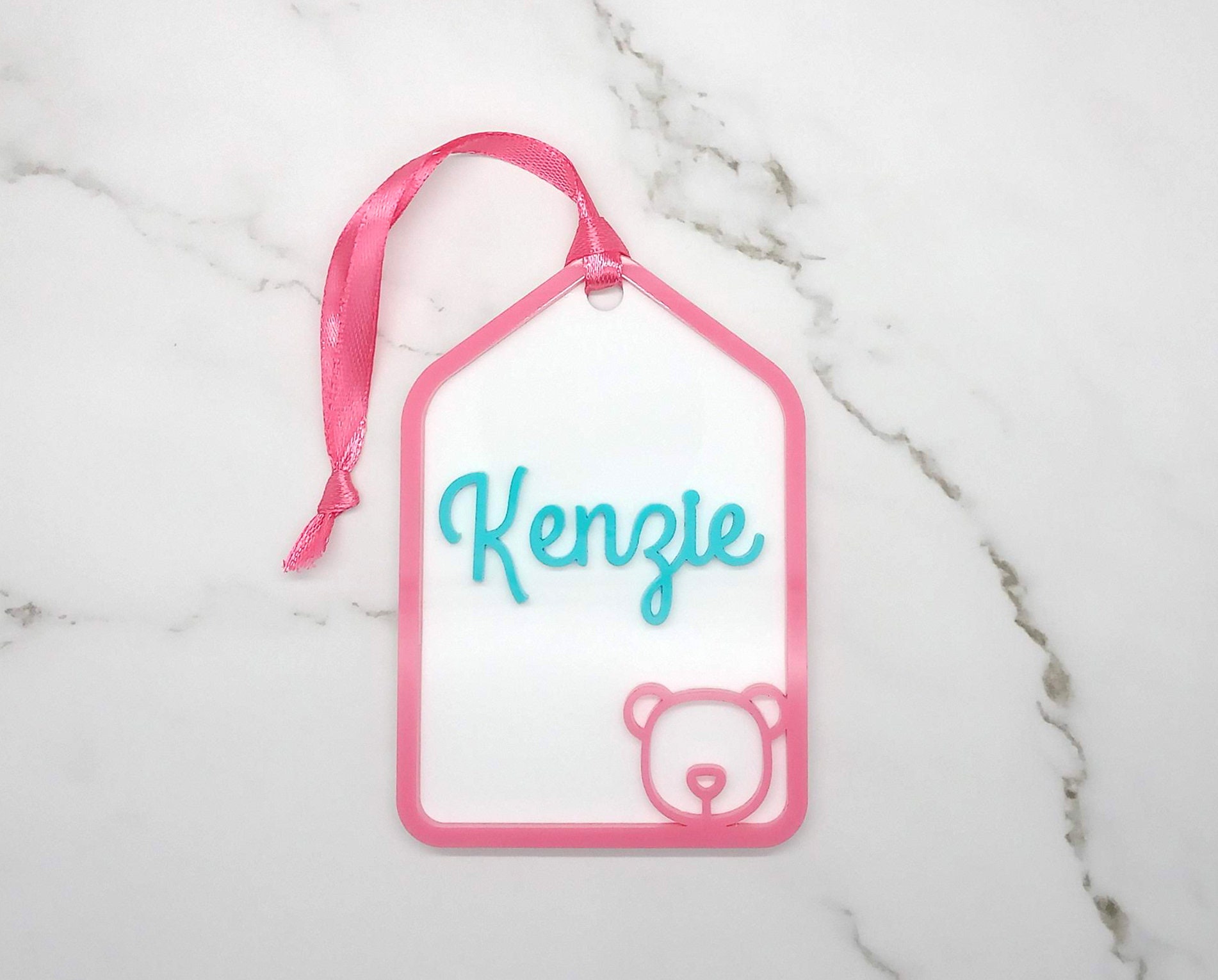 Personalized Name Tag with Bear Cute Teddy Customized Gift | Etsy