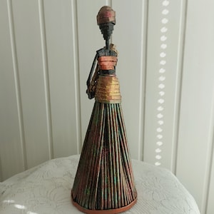 African Black Woman Statue Made of Paper, Girl With a Vase - Etsy
