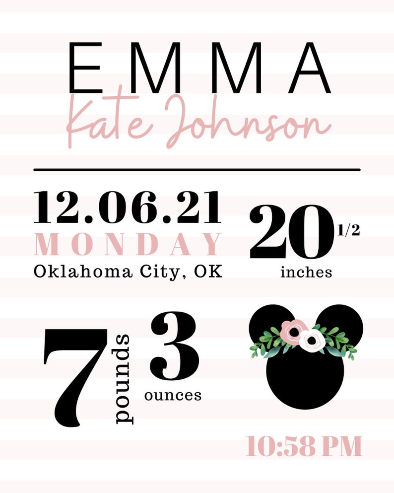 Custom Birth Stats | Printable | Digital Download - Etsy