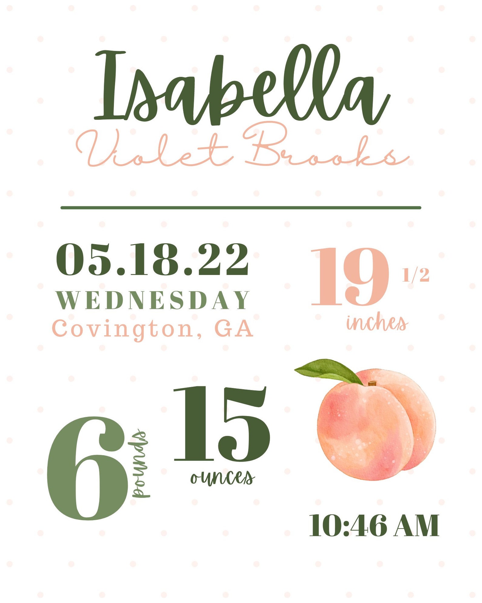 Custom Birth Stats | Printable | Digital Download - Etsy