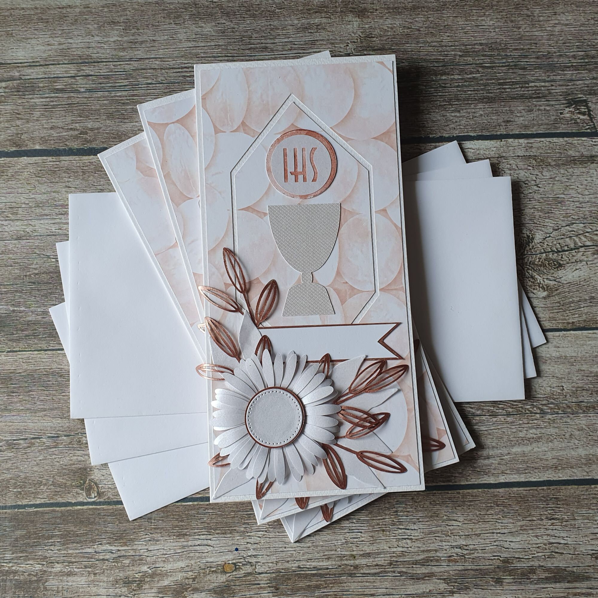 First Communion Handmade Card With Gerbera, Chalice With Host - Etsy