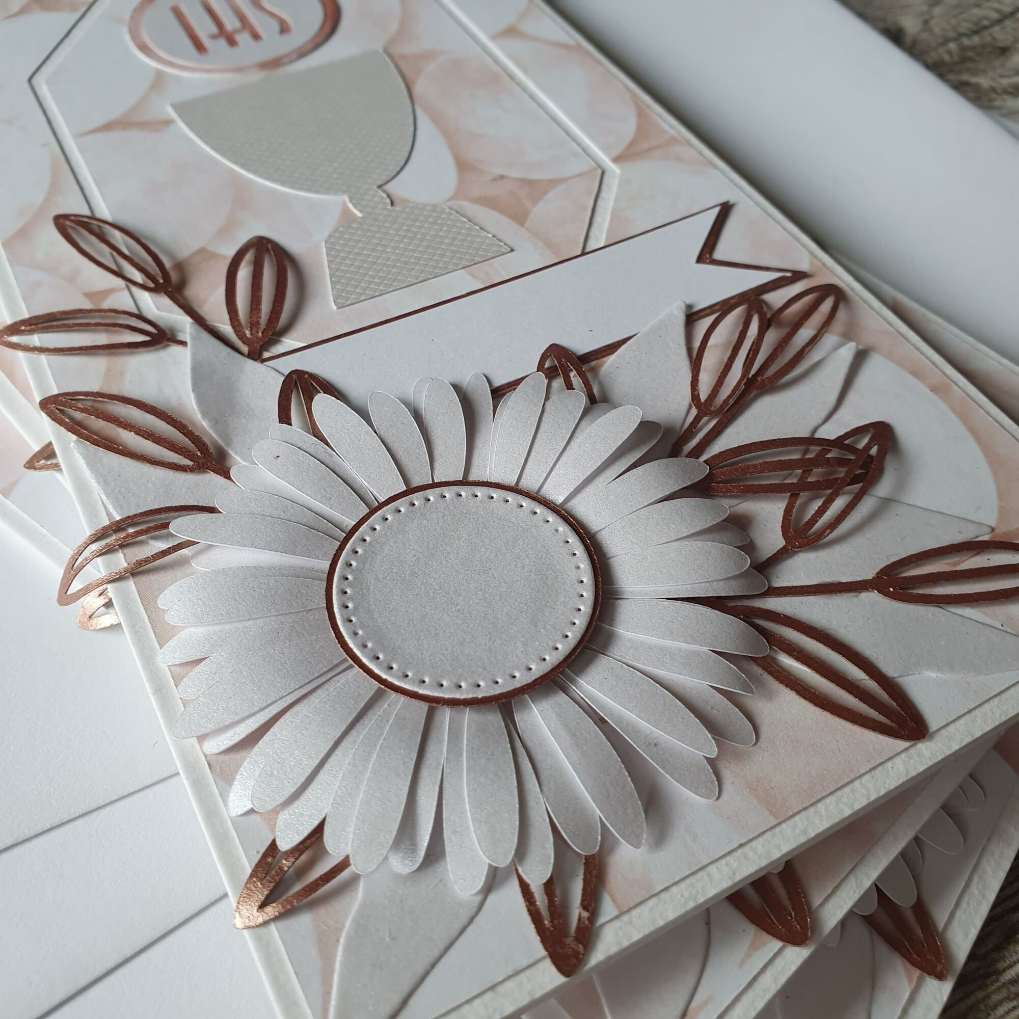 First Communion Handmade Card With Gerbera, Chalice With Host - Etsy