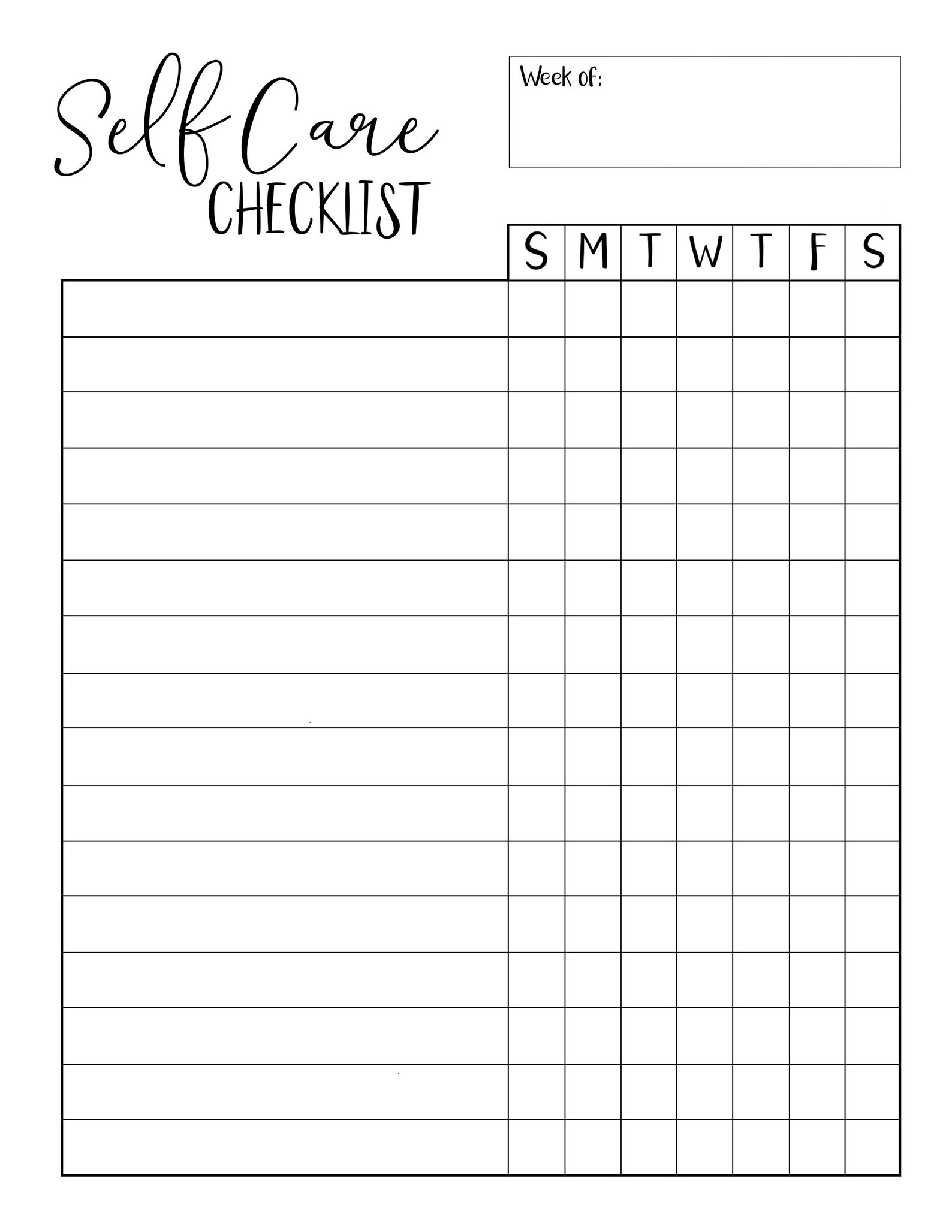 Self Care Checklist Printable - Etsy