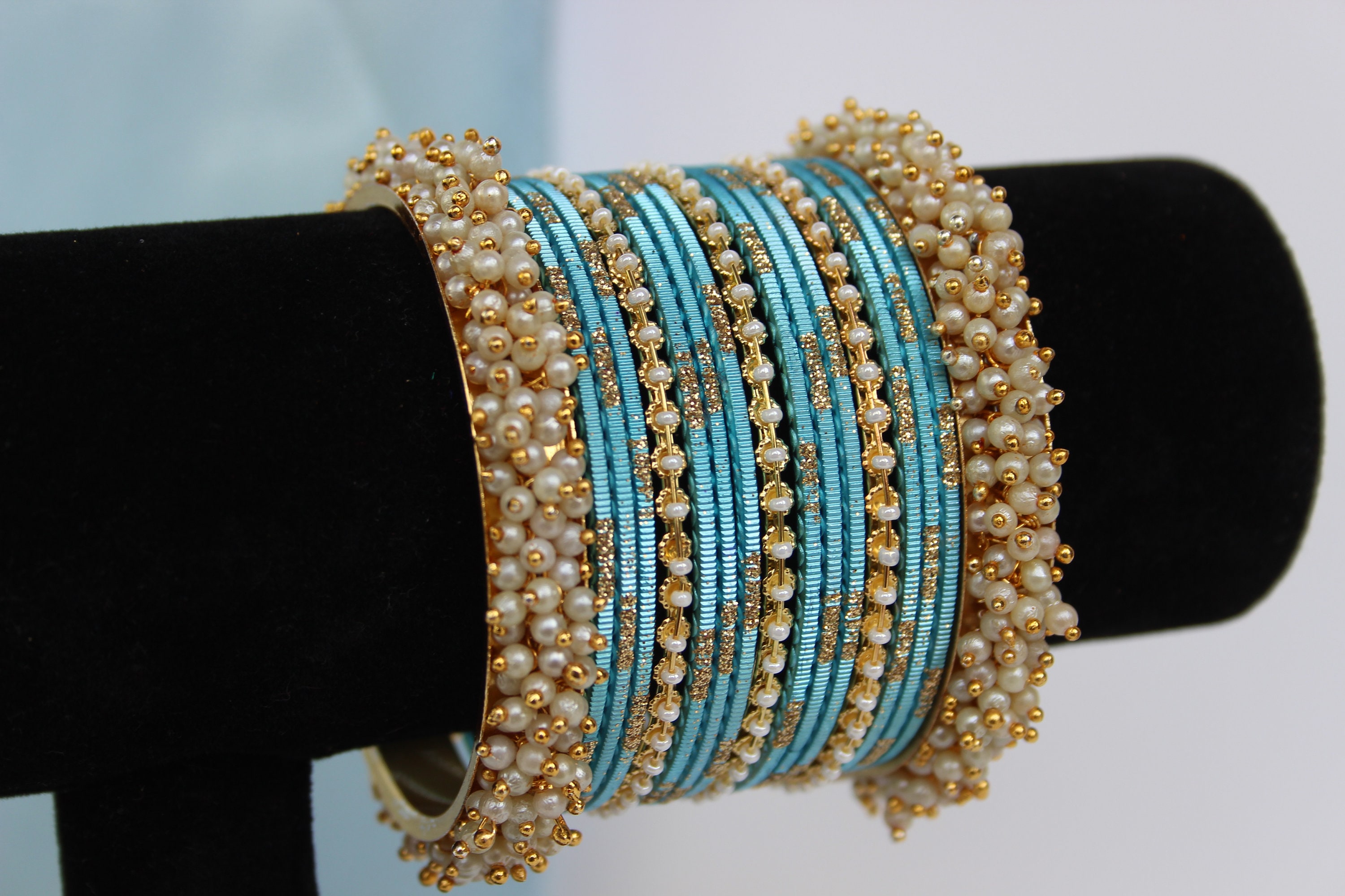 Sky Blue Bangle Stack - Indian Bangles - Etsy