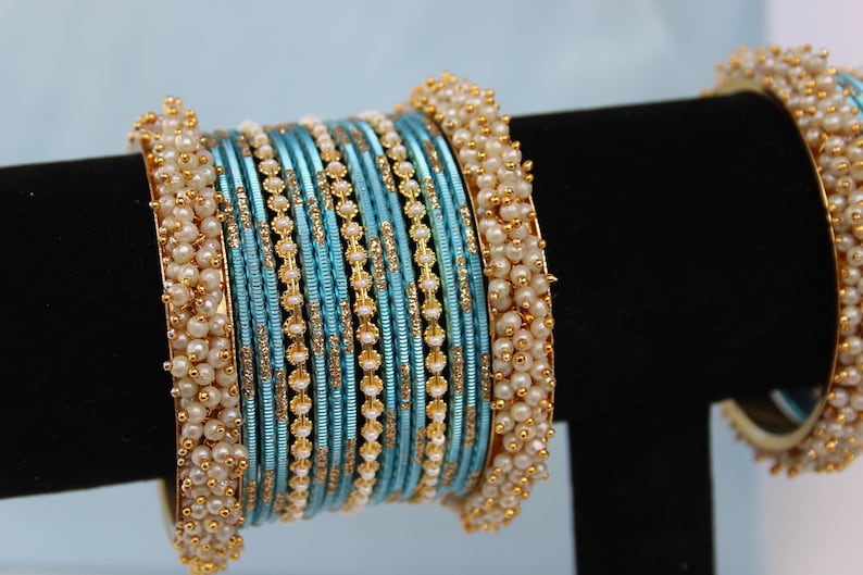 Sky Blue Bangle Stack - Indian Bangles - Etsy