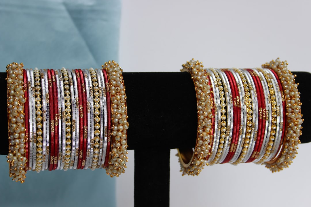 Red & White Bangle Stack - Indian Bangles - Etsy UK