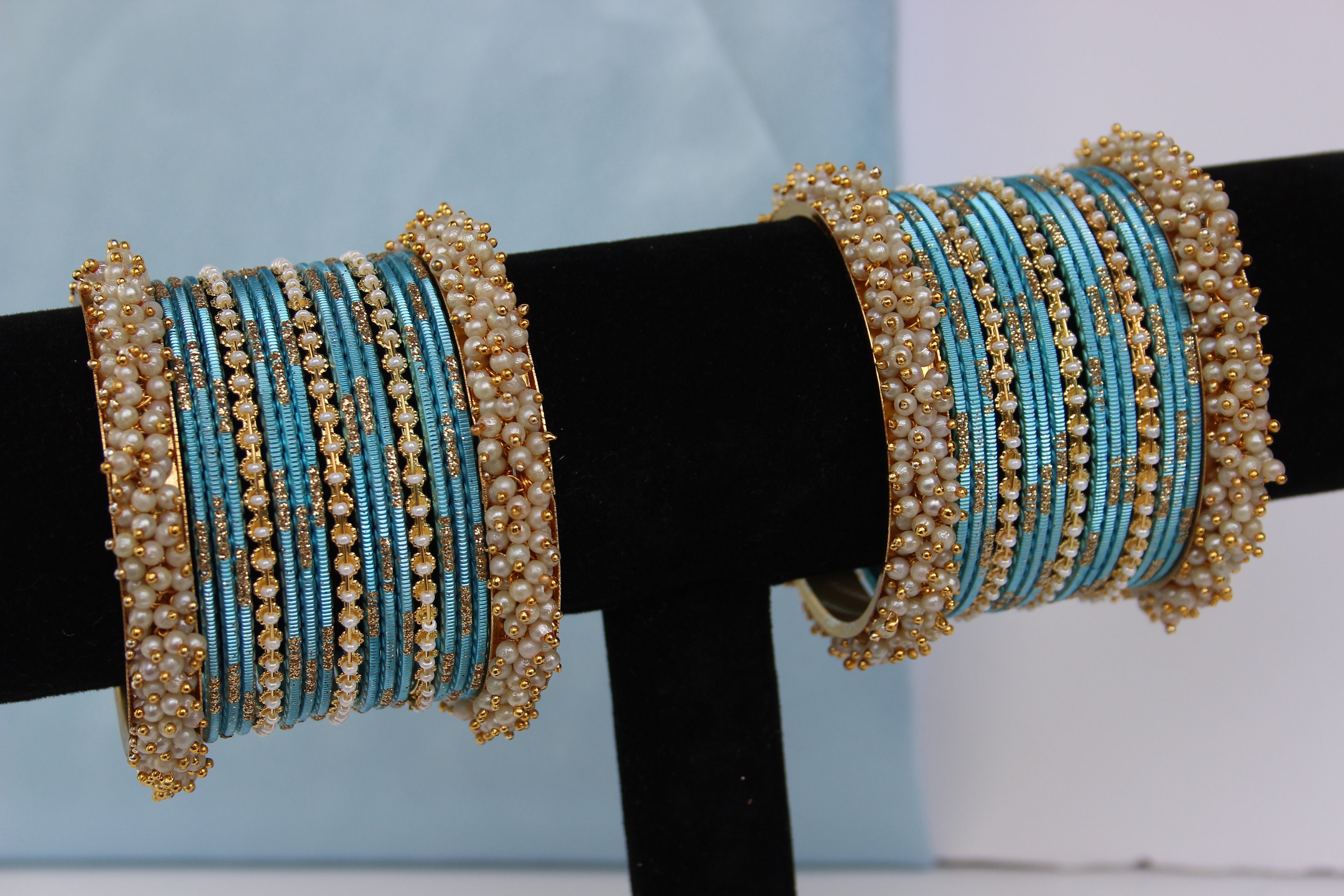 Sky Blue Bangle Stack - Indian Bangles - Etsy