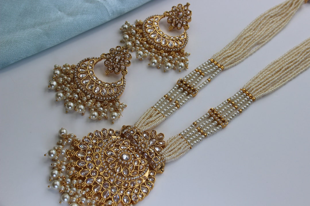 Rani Haar White Pearl Moti Necklace and Earrings Set - Etsy