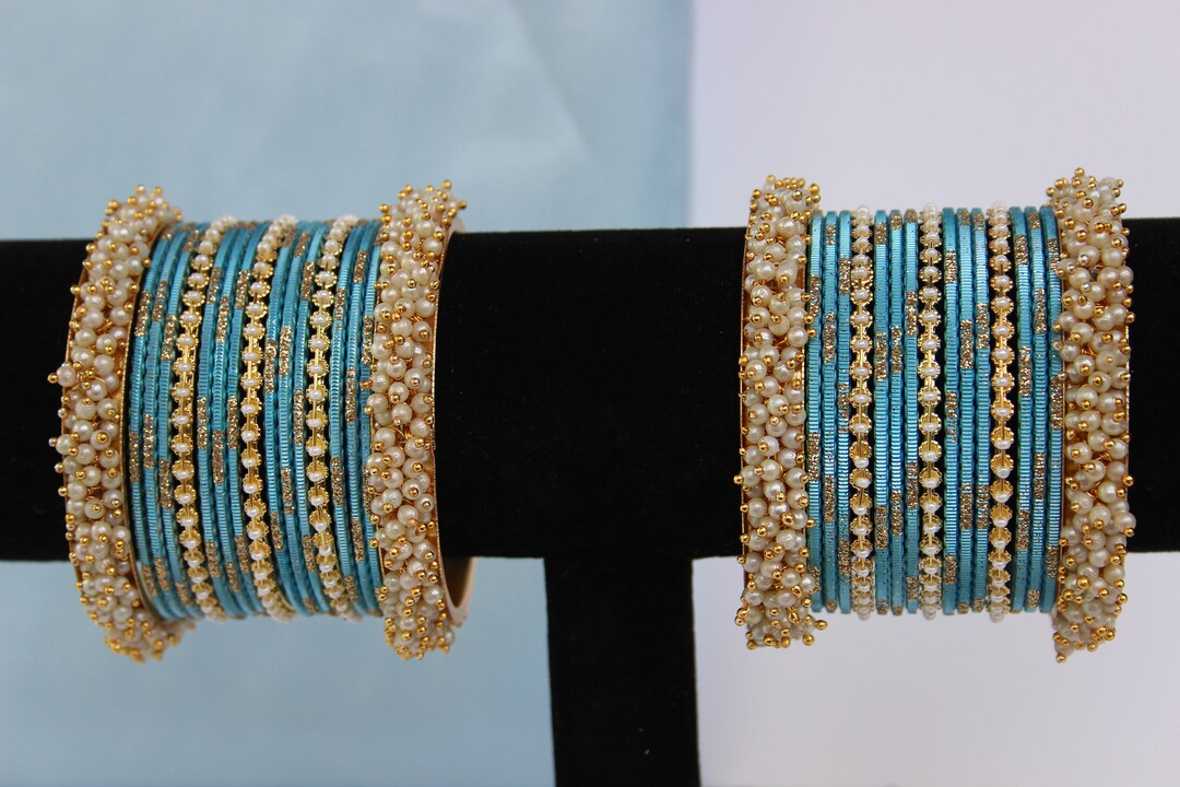 Sky Blue Bangle Stack - Indian Bangles - Etsy