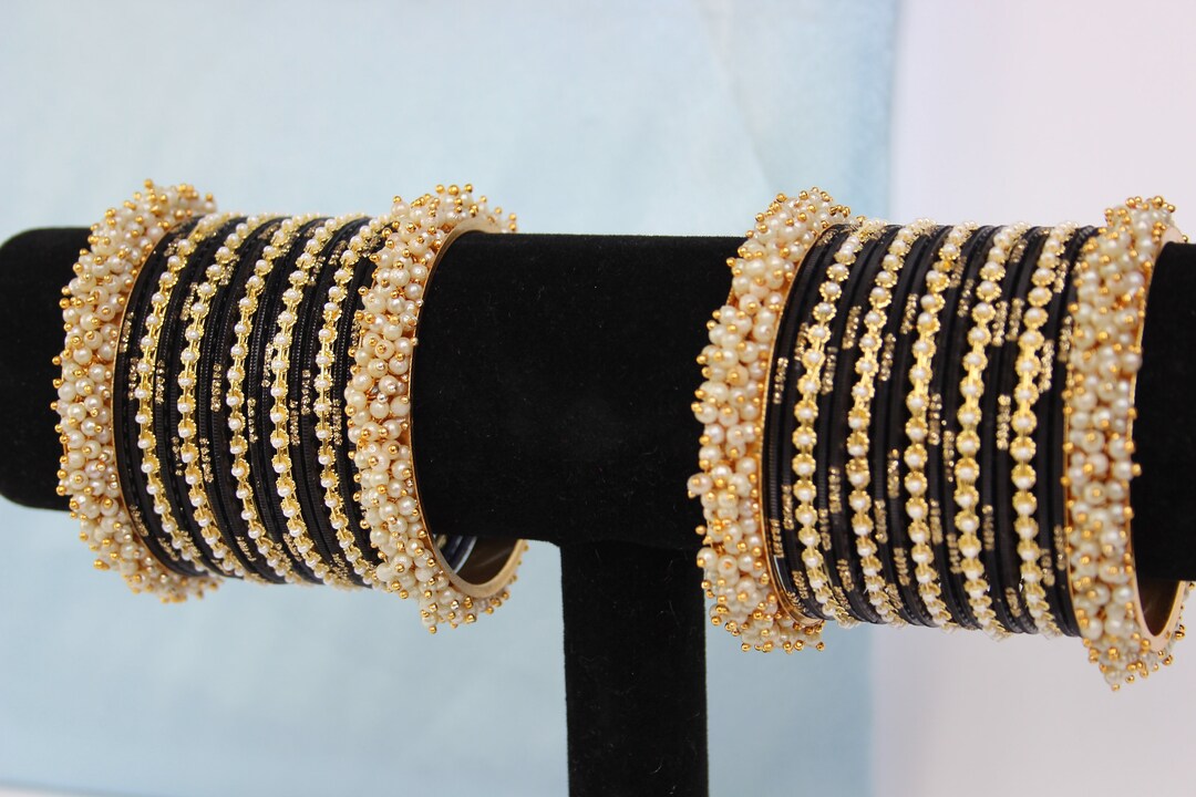 Black Bangle Stack - Indian Bangles - Etsy