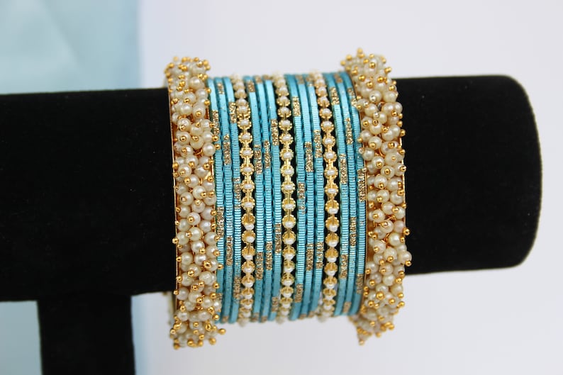 Sky Blue Bangle Stack - Indian Bangles - Etsy