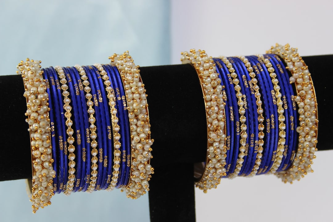 Primary Blue Bangle Stack - Indian Bangles - Etsy