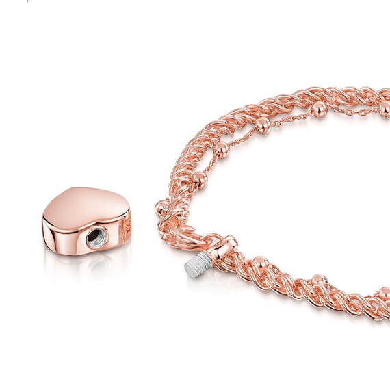Personalised Rose Gold Rope Heart Urn Bracelet Silver Ashes Bracelet Memorial Bracelet Cremation Jewellery Ashes Cremation Jewelry Etsy