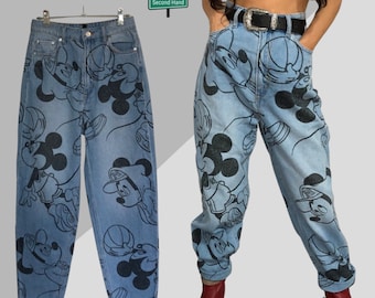 Mickey mouse jeans | Etsy