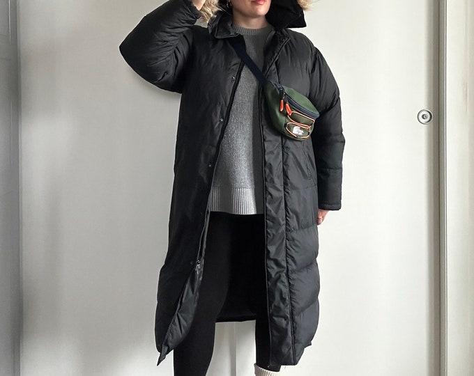 Vintage 90s Long Puffer Jacket With Goose Down Filling and Fur Hood - Etsy