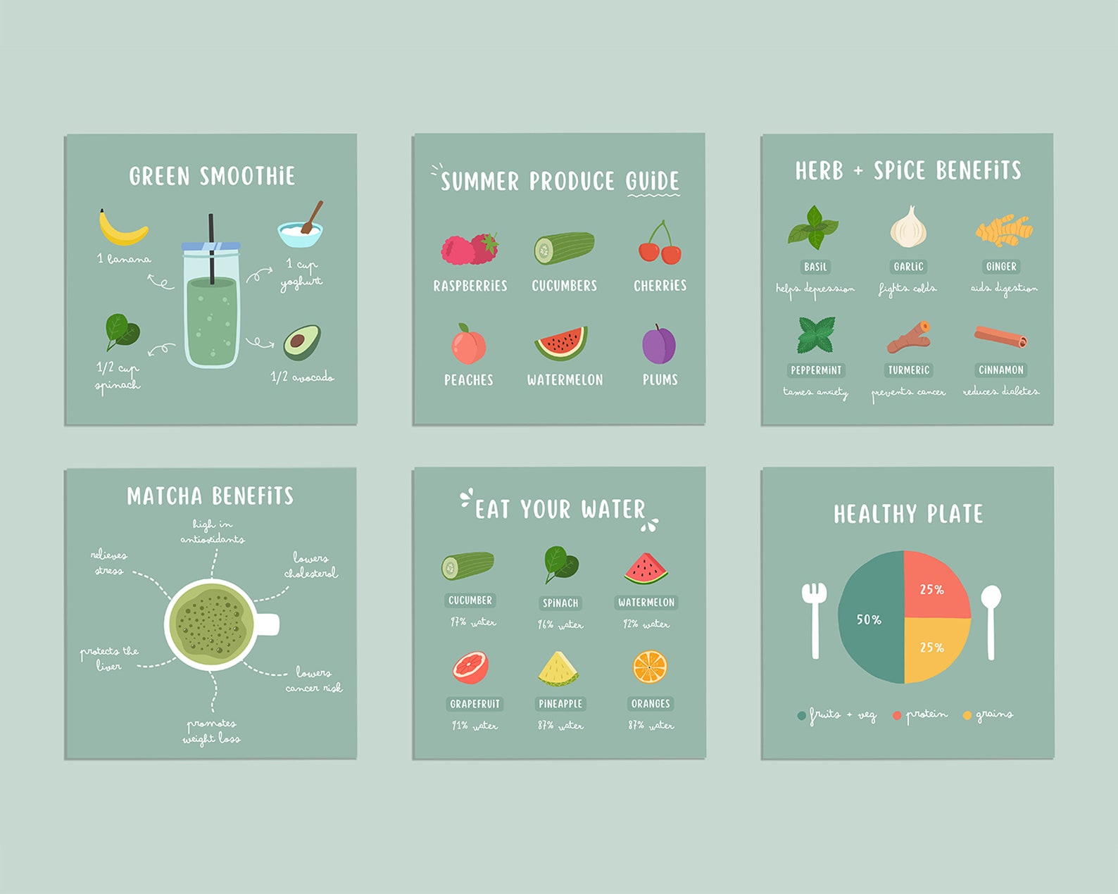 Nutrition Instagram Post Templates Canva Template Social - Etsy