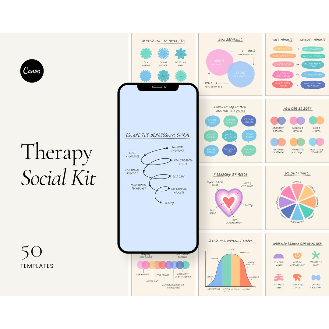 Therapy Instagram Post Templates Mental Health Canva - Etsy