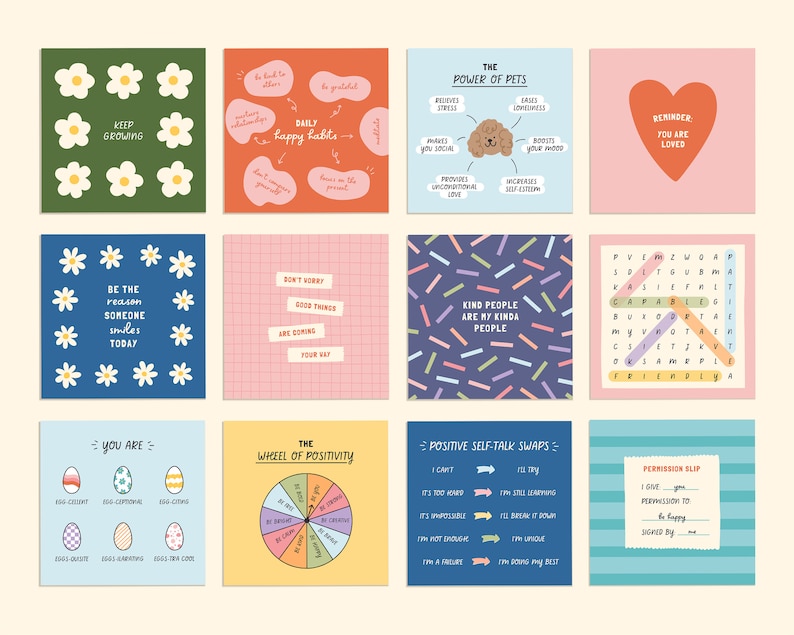 Positivity Instagram Post Templates: Mental Health Canva (50 Editable ...