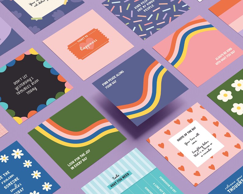 Positivity Instagram Post Templates: Mental Health Canva (50 Editable ...