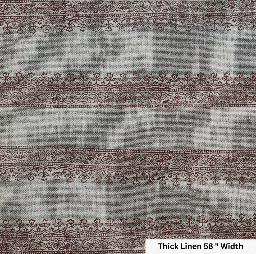 Block Print Fabric, Thick Linen, Fabric Upholstery, Heavy Weight Fabric ...