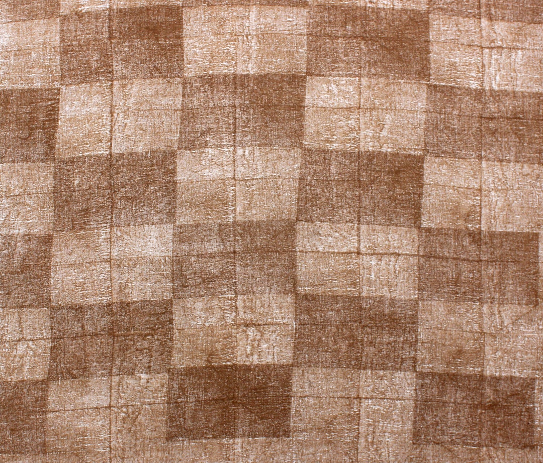 BRICKWALL Fabric - Solid Hand Blocked , Natural Dye & Wood Block Effect ...