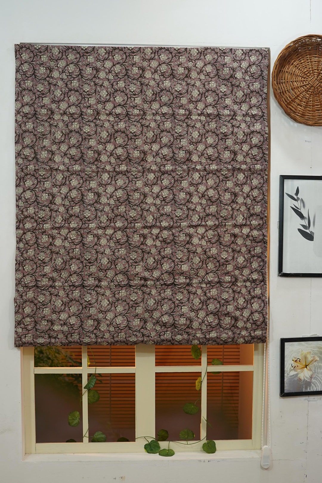 Roman Curtain - Custom Operable Roman Shade - Pure Linen Fabric - Block ...