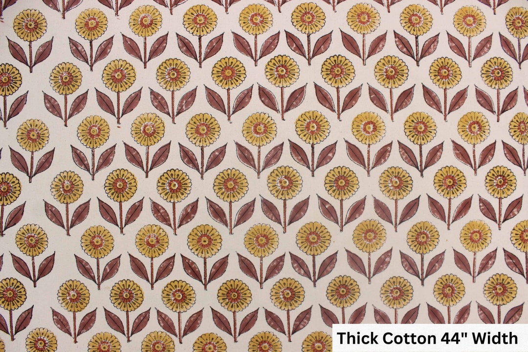 GENDA PUSHP Flower Hand Block Print Fabric Heavy Hand Woven - Etsy
