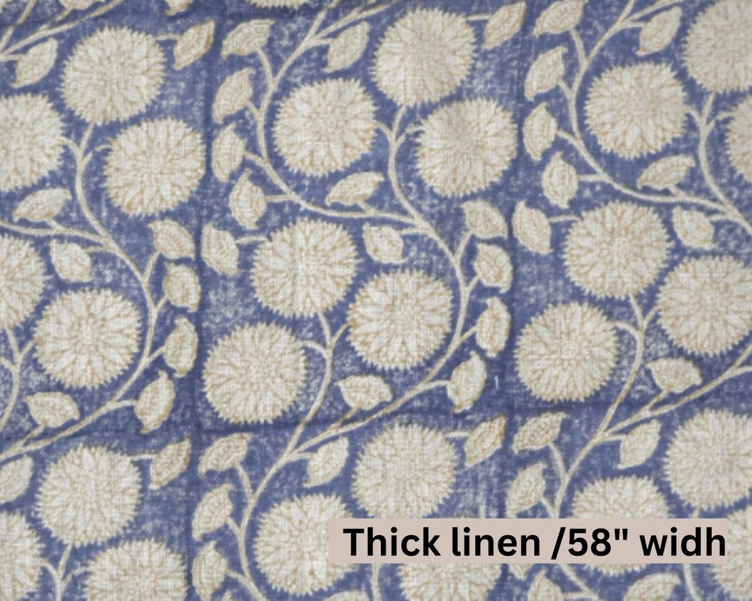 Thick Linen 58 Wide, Linen Block Print Block Print Fabric Linen Fabric ...