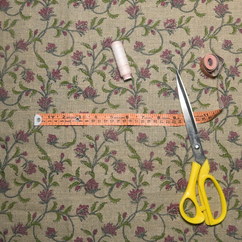 PUSHP-VARSHA Floral Linen Fabric Indian Block Print Hand - Etsy
