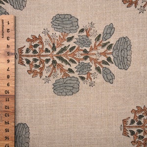 Thick Linen 58" Wide Indian Hand Block Floral Print, Windowpane, Hand ...