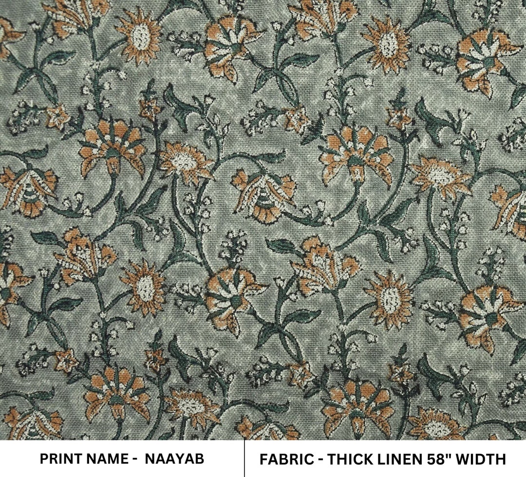 Handmade Block Print, Thick Linen 58 Wide, Indian Cushion Cover ...