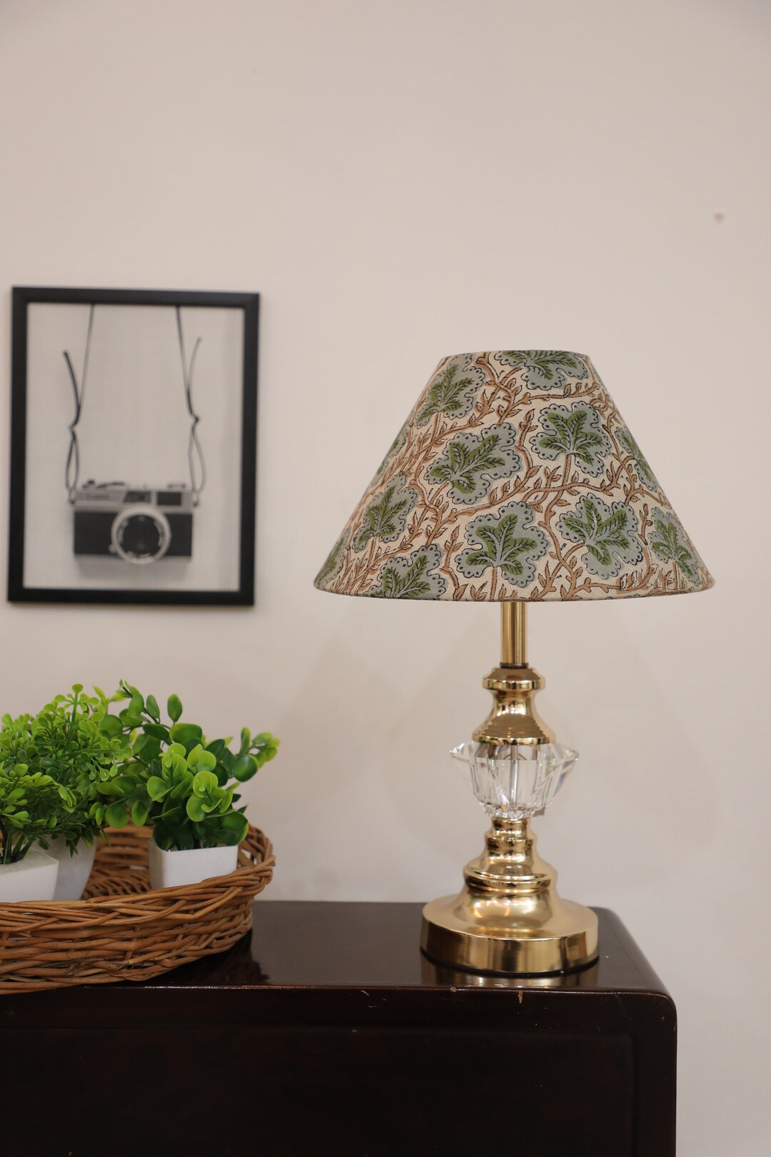 Natural Linen Unique Lamp Shades, Block Printed Fabric, Set of 2, Bell ...